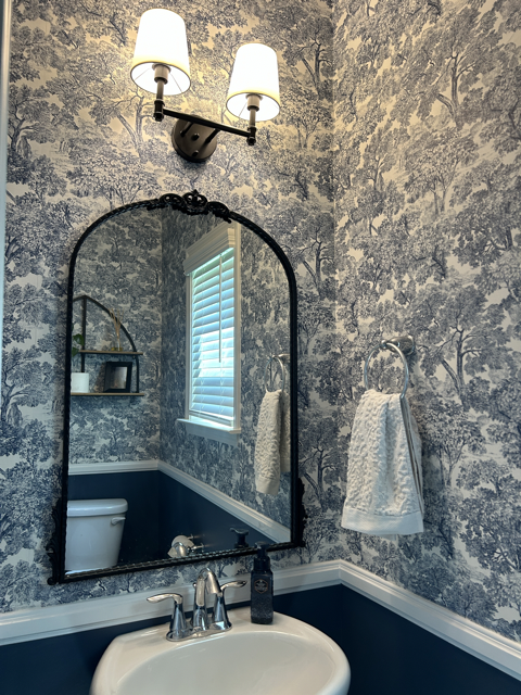 Half Bathroom Makeover: Builder-Grade to Unique and Nancy Myers Worthy ...